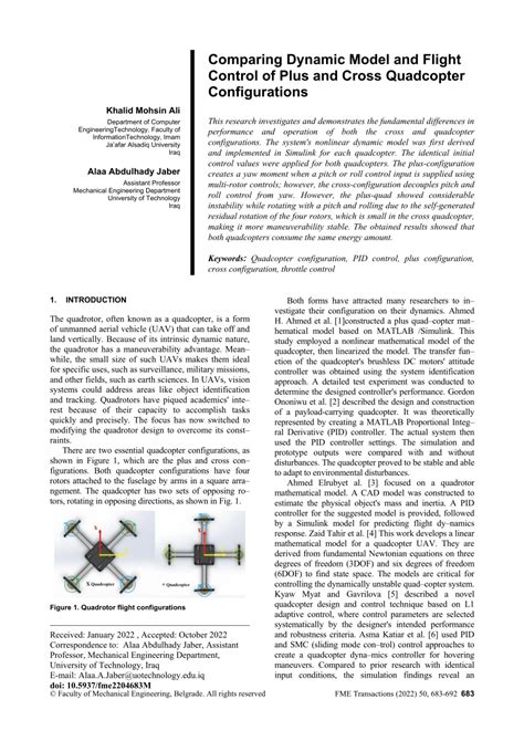 Pdf Comparing Dynamic Model And Flight Control Of Plus And Cross