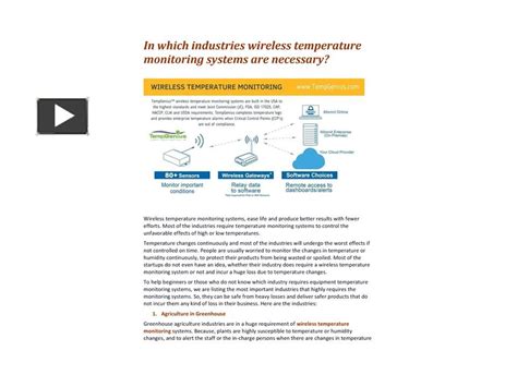 ppt in which industries wireless temperature monitoring systems are