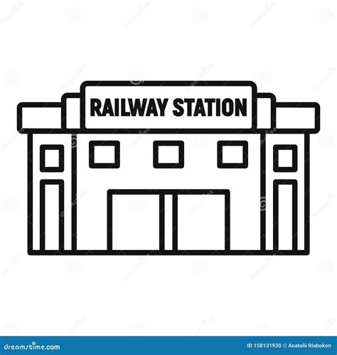 Glass Railway Station Icon Outline Style Stock Vector Illustration