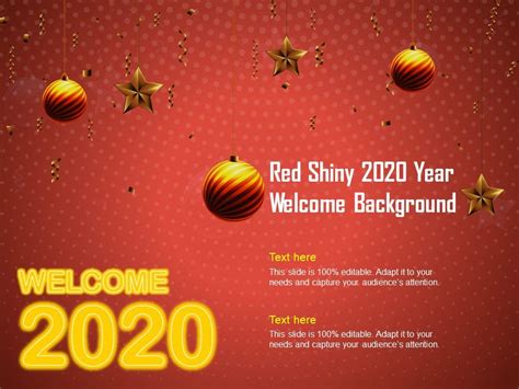 Red Shiny 2020 Year Welcome Background Ppt Powerpoint Presentation Ideas Gridlines