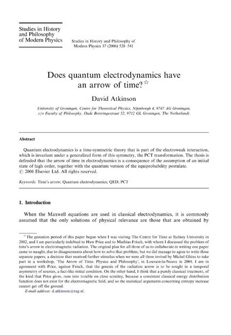 Pdf Does Quantum Electrodynamics Have An Arrow Of Time Dokumen Tips