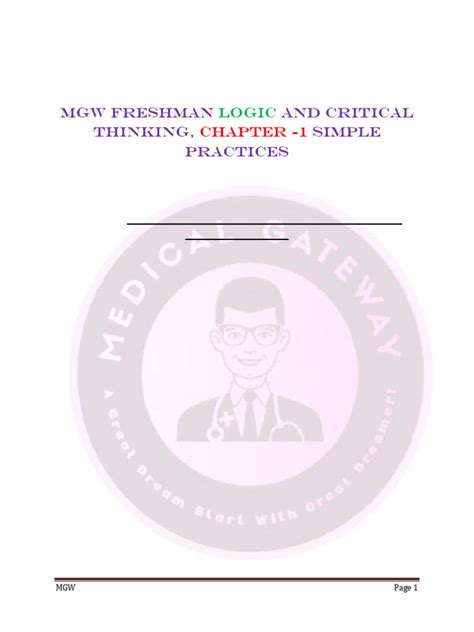 Mgw Freshman Logic Ch 1 Practices 1 1 Pdf Logic Epistemology