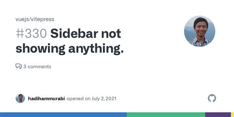 Sidebar Not Showing Anything · Issue 330 · Vuejsvitepress · Github