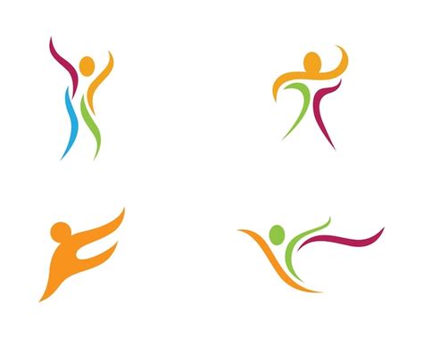 인간의 캐릭터 로고 기호 건강 관리 로고 기호 프리미엄 벡터