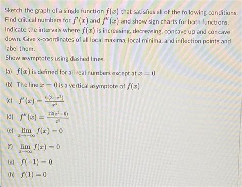 solved sketch the graph of a single function f x that