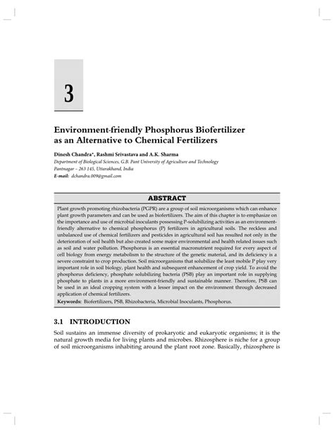 Pdf Environment Friendly Phosphorus Biofertilizer As An Alternative To Chemical Fertilizers