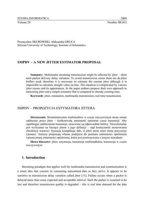 Pdf Smpdv A New Jitter Estimator Proposal