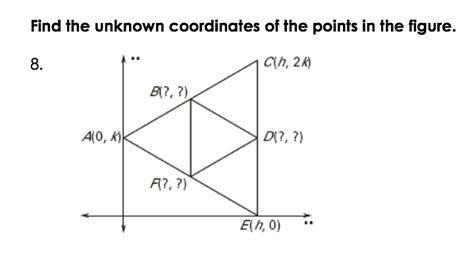 solved find the unknown coordinates of the points in the