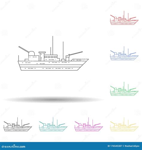 Warship Multi Color Set Icon Simple Thin Line Outline Vector Of Army Icons For Ui And Ux