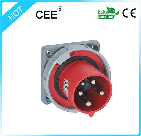 Cee Ip67 Waterproof Industrial Male Plug Female Socket Panel Mounted Plug Blue Red 3pin 4pin