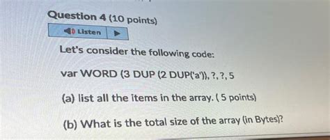 Solved Lets Consider The Following Code Var Word 3 Dup 2