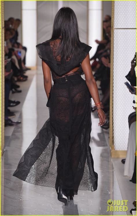 Naomi Campbell Walks Paris Runway In Sexy Sheer Lingerie Photo