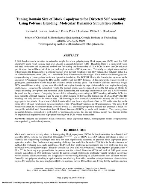 Pdf Tuning Domain Size Of Block Copolymers For Directed Self Assembly