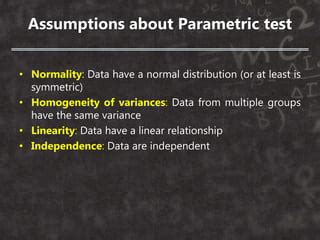 Assumptions About Parametric And Non Parametric Tests PPTX