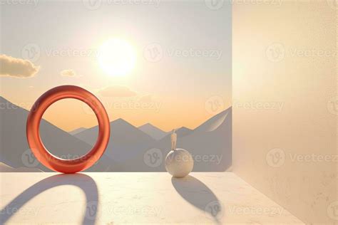 3d Render Abstract Ring On A Powerful Picturesque Backdrop Generative