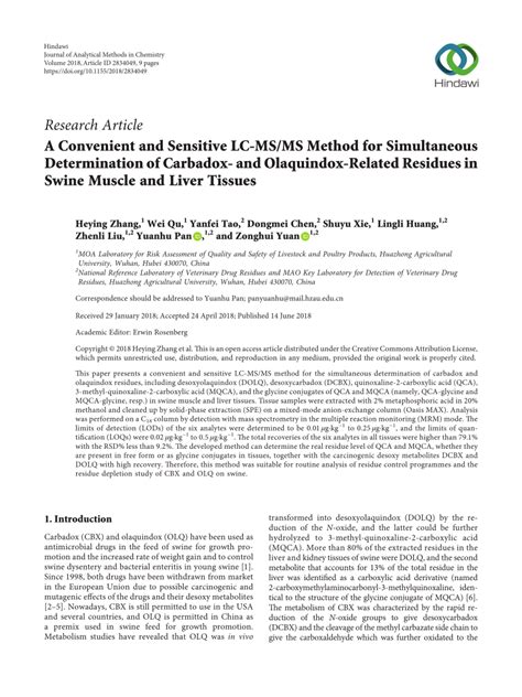 Pdf A Convenient And Sensitive Lc Msms Method For Simultaneous