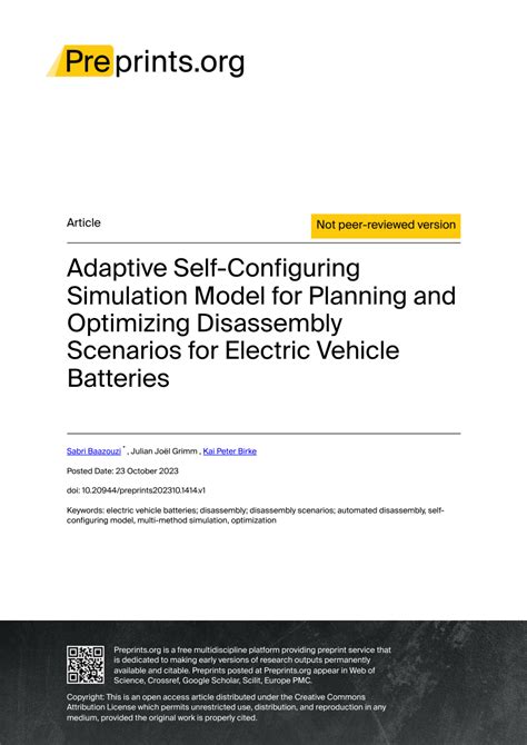 Pdf Adaptive Self Configuring Simulation Model For Planning And Optimizing Disassembly