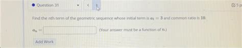 solved find the nth term of the geometric sequence whose