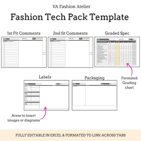 Tech Pack Template For Fashion Manufacturing Customizable Excel