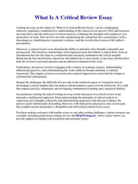 What Is A Critical Review Essay Pdf