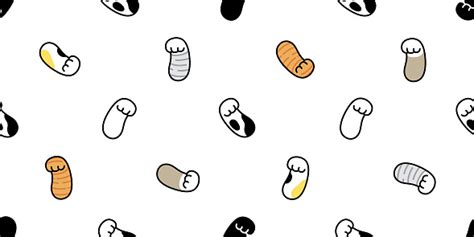 고양이 발 원활한 패턴 발자국 벡터 Calico 새끼 고양이 생강 스카프 고립 만화 반복 배경 타일 벽지 일러스트 디자인 갈고리 발톱에 대한 스톡 벡터 아트 및 기타 이미지