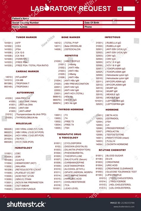 Laboratory Requisition Form Empty Space Illustration Stock Illustration 2130233744 Shutterstock