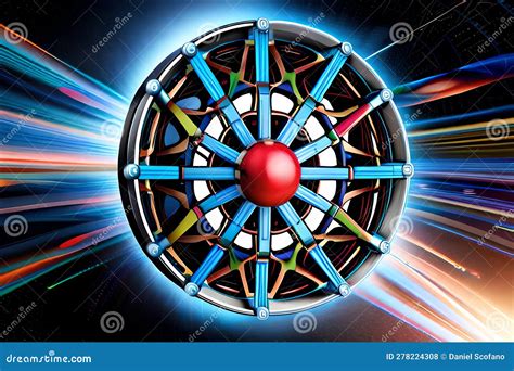 Enlarged Model Of An Atom With A Nucleus Of Protons Neutrons And