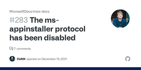 The Ms Appinstaller Protocol Has Been Disabled · Issue 283 · Microsoftdocsmsix Docs · Github