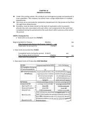 CHAPTER 16 PROCESS COSTING 1 Docx CHAPTER 16 PROCESS COSTING Under This Costing System The