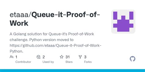 GitHub Etaaa Queue It Proof Of Work A Golang Solution For Queue It S Proof Of Work Challenge