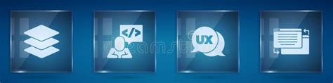 Set Layers Front End Development Ui Or Ux Design And Square Glass
