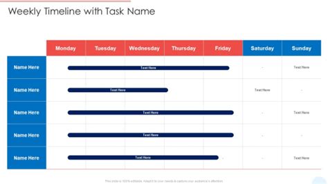 Weekly Timeline With Task Name Template PDF PowerPoint Templates