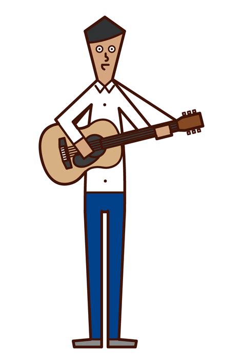 기타를 연주하는 사람 남성의 그림 무료 일러스트 소재집 Kukukeke