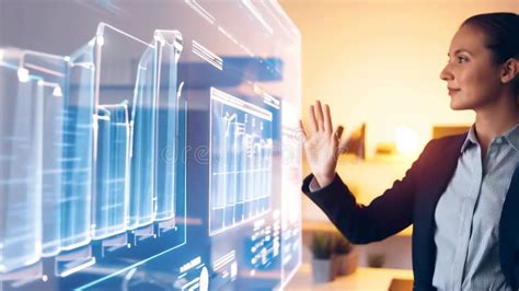 Interactive Visual Interface Professional Analyzing Data On Futuristic Stock Footage Video Of