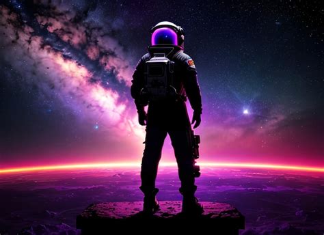 astronaut in outer space neural network premium ai generated image