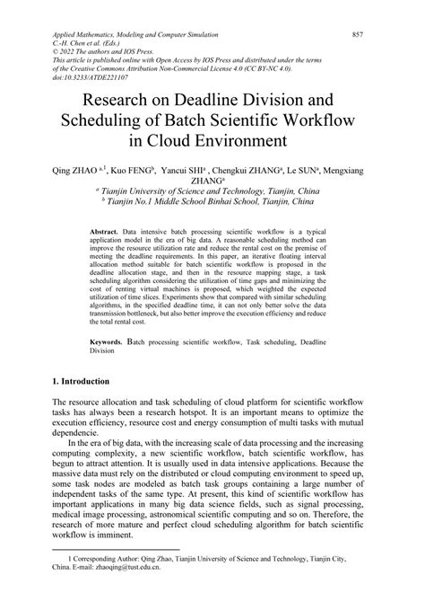 Pdf Research On Deadline Division And Scheduling Of Batch Scientific