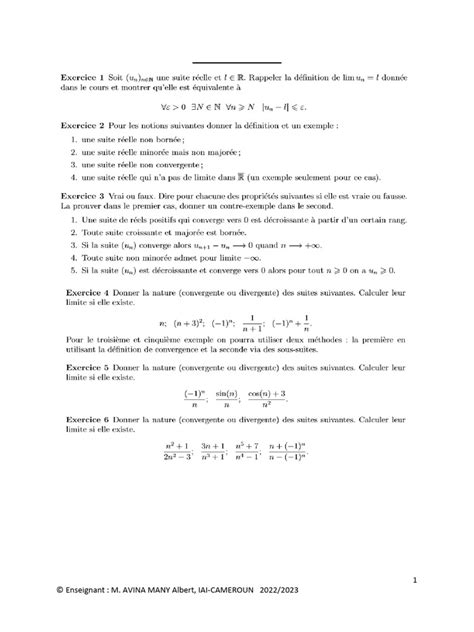 Td N°2 Analyse 1 Pdf