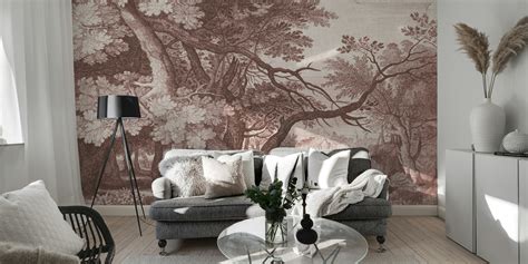 Etching Landscape Tree Wallpaper Happywall