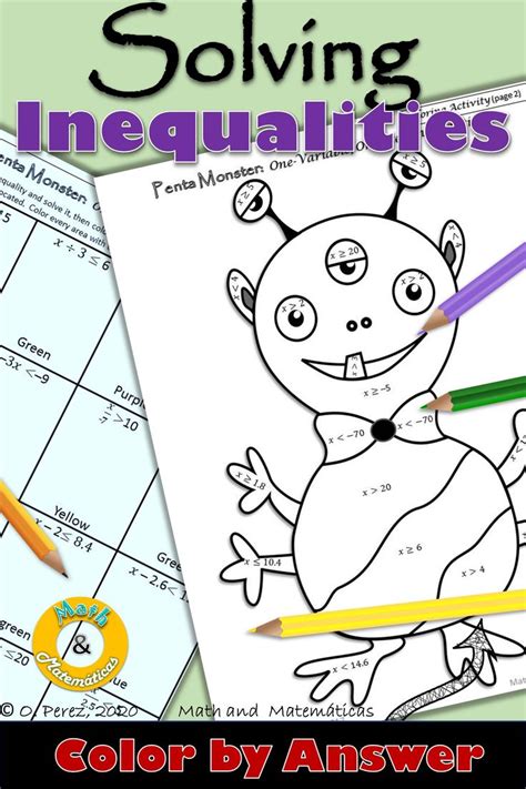 Solving Inequalities One Variable One Step Inequalities Coloring Activity Solving Inequalities