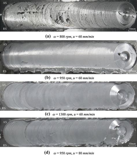 surface macromorphology of the processed zone of the specimens
