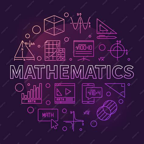Premium Vector Mathematics Concept Vector Thin Line Round Creative Banner Math Illustration
