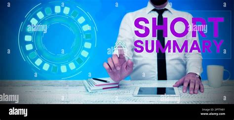 Writing Displaying Text Short Summary Word Written On Brief Statement Of Main Points Clear