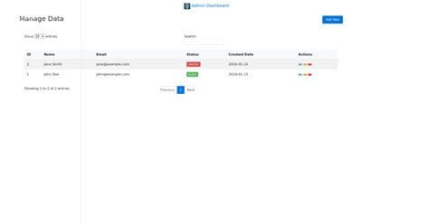 Responsive Data Table Manager Free Html Bootstrap Component
