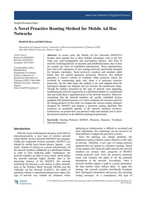 Pdf A Novel Proactive Routing Method For Mobile Ad Hoc Networks