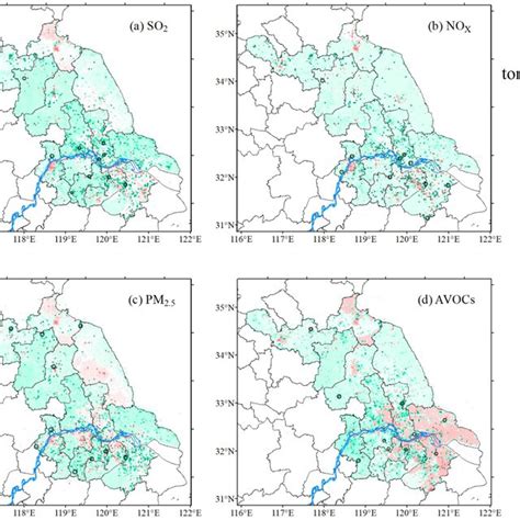 Difference In The Spatial Distribution Of Major Pollutant Emissions
