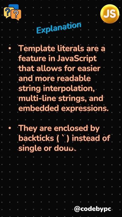 Template Literals In Javascript Javascript Interview Questions 2024 Shortsvideos Javascript