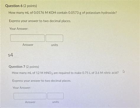 Solved How Many ML Of 0 0176MKOH Contain 0 0573 G Of Chegg Com