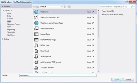 Implementing SiteMap In ASP NET