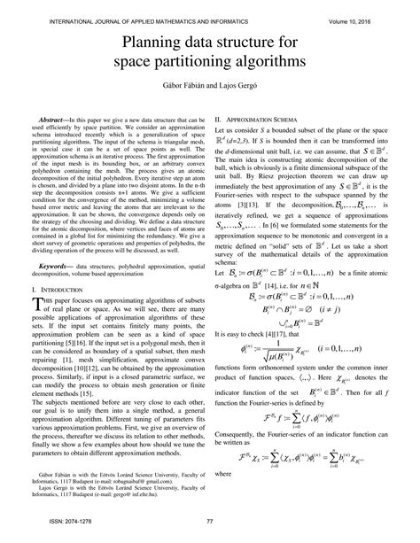 Solution Planning Data Structure For Space Partitioning Algorithms