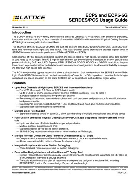 Ecp5 And Ecp5 5g Serdespcs Usage Guide